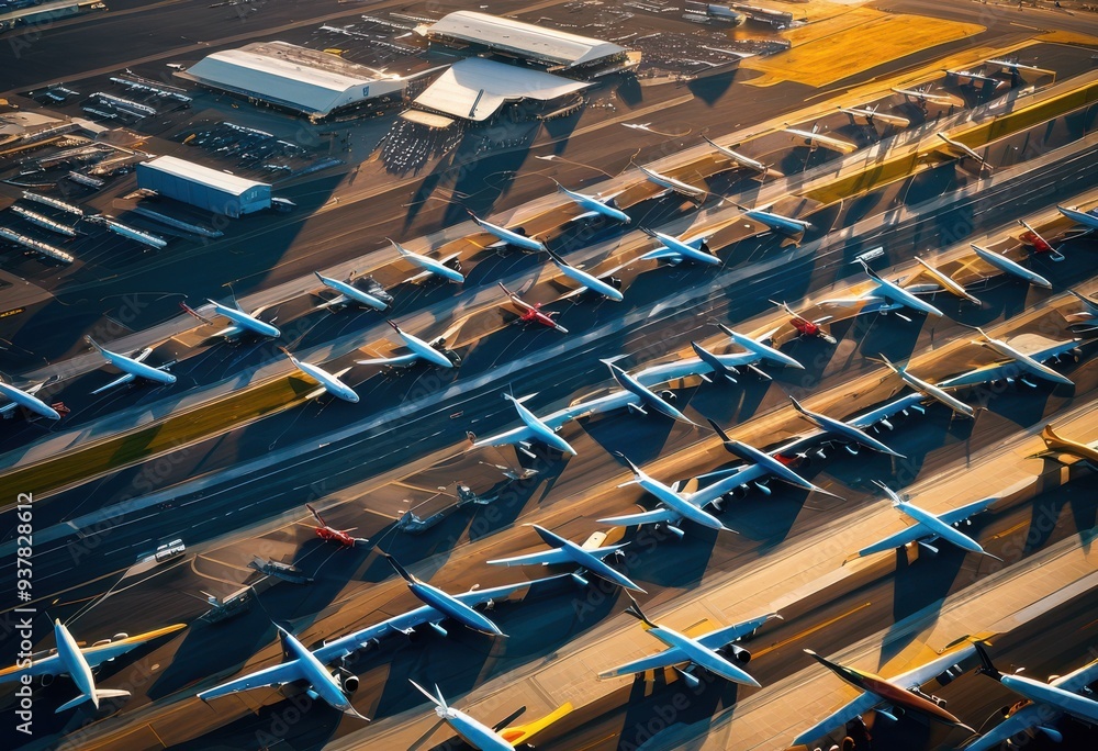 stunning aerial shots capturing dynamic activity bustling airport ...