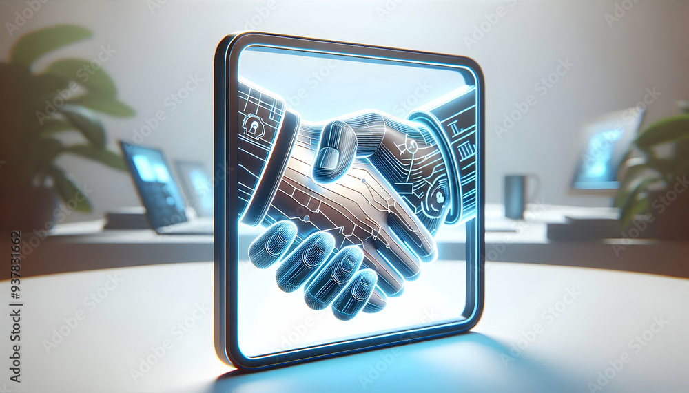 Virtual Handshake Icon: Two Hands Shaking Virtually Representing Online ...