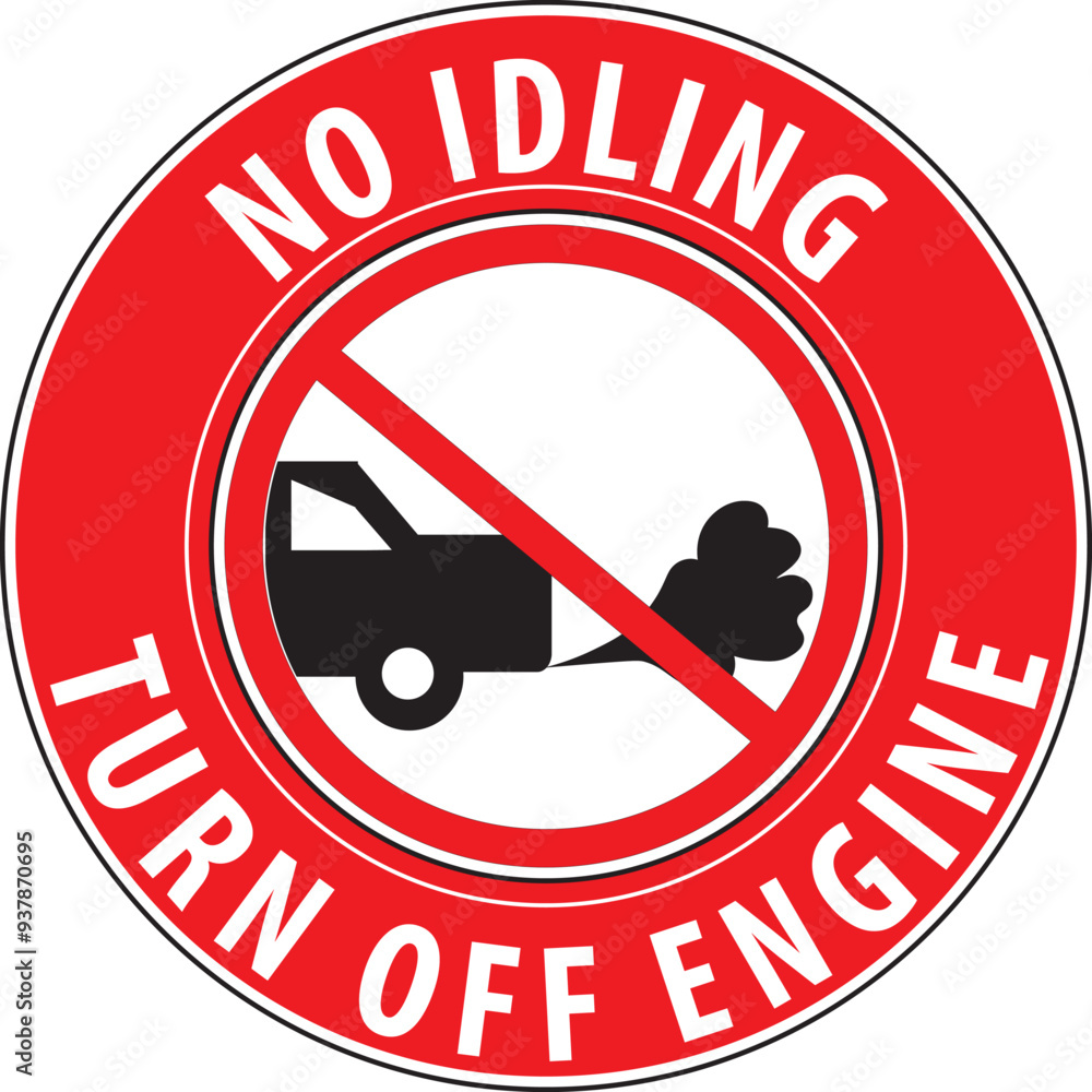 Poster Turn off your engine no idling sign vector.eps – Wall Art ...