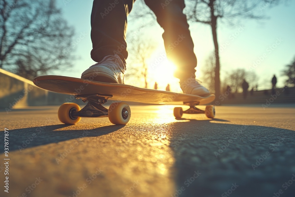 Skateboarding Joy A Young Skater Rides with Confidence and a Smile on a ...