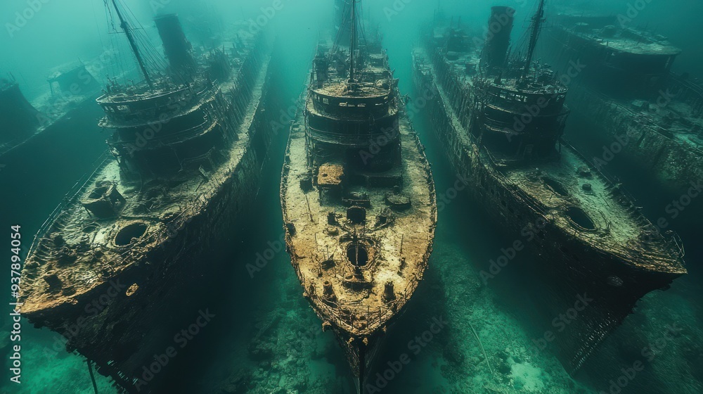 Sunken Shipwrecks in Deep Ocean Waters - Eerie, sunken shipwrecks lie ...