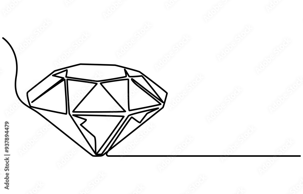 Diamond Shape Continuous Line Illustration, Continuous Line Drawing of ...