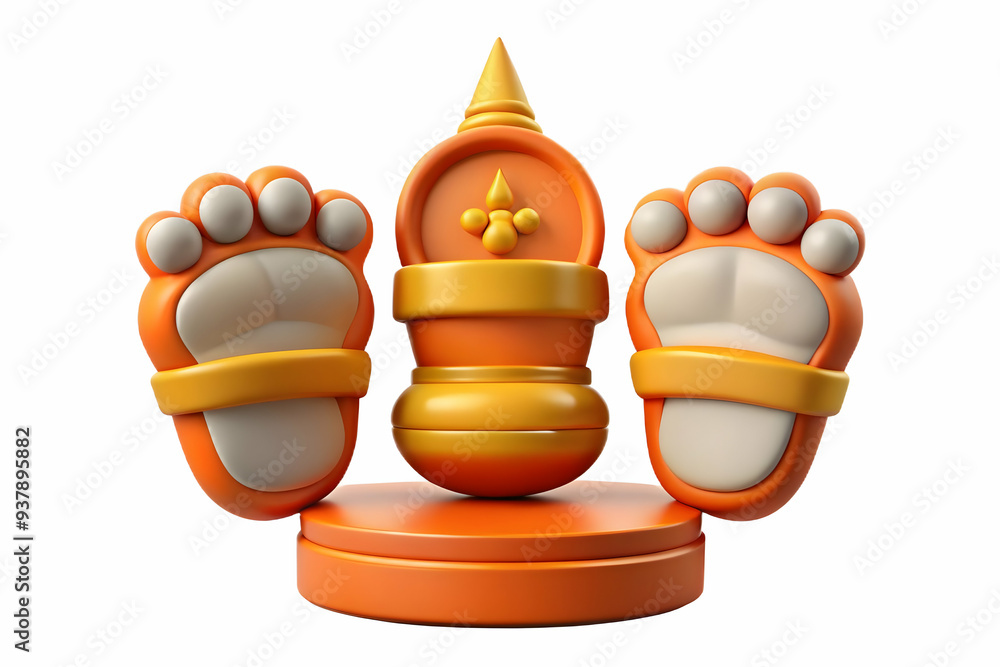 3D Hanumans Gada and Rams Footprints Frame concept as Vertical frame ...