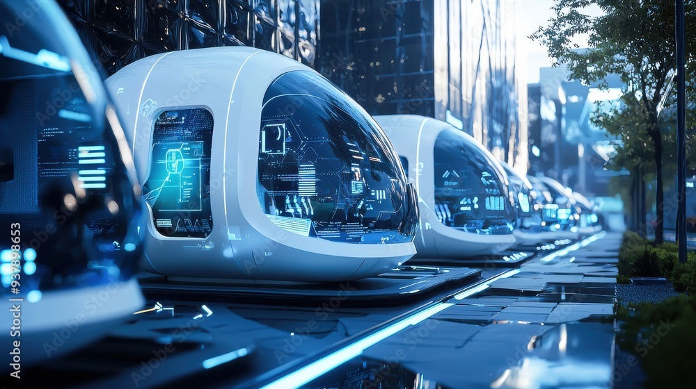 A college campus featuring AI-powered learning pods where students ...