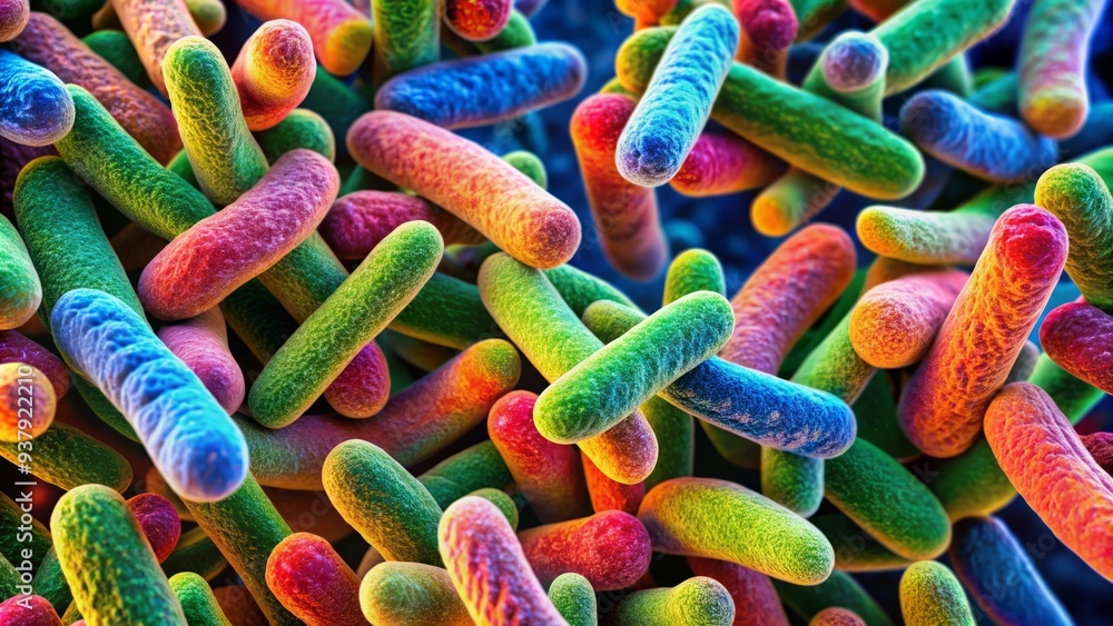 Colorful microscope image of Enterobacter, a rod-shaped gram-negative ...