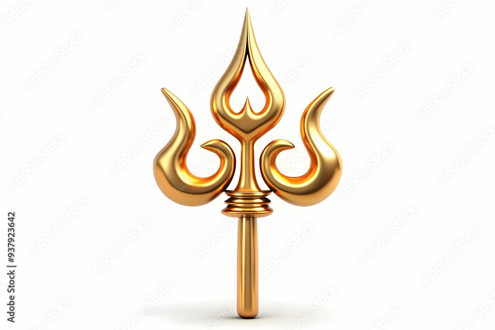 3D Trishul and Om Symbol concept as Vector illustration of a trishul ...