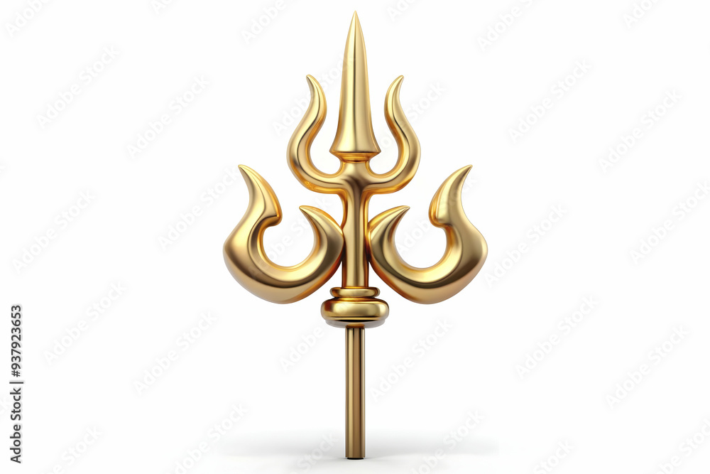 3D Trishul and Om Symbol concept as Vector illustration of a trishul ...