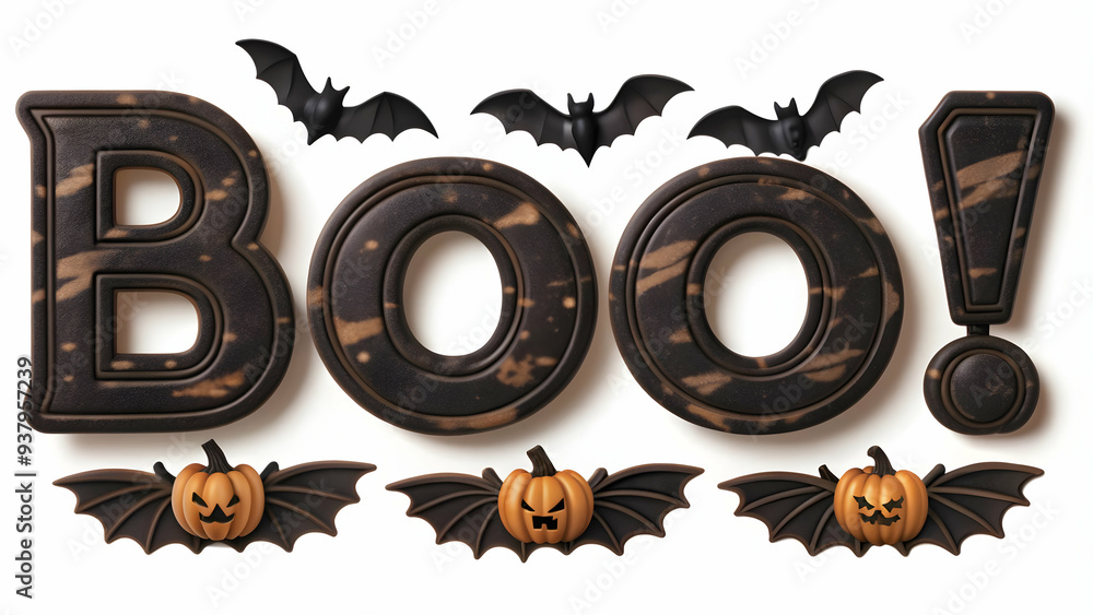 Flat Jack o Lantern and Bat Border with Boo Text concept as A vibrant ...