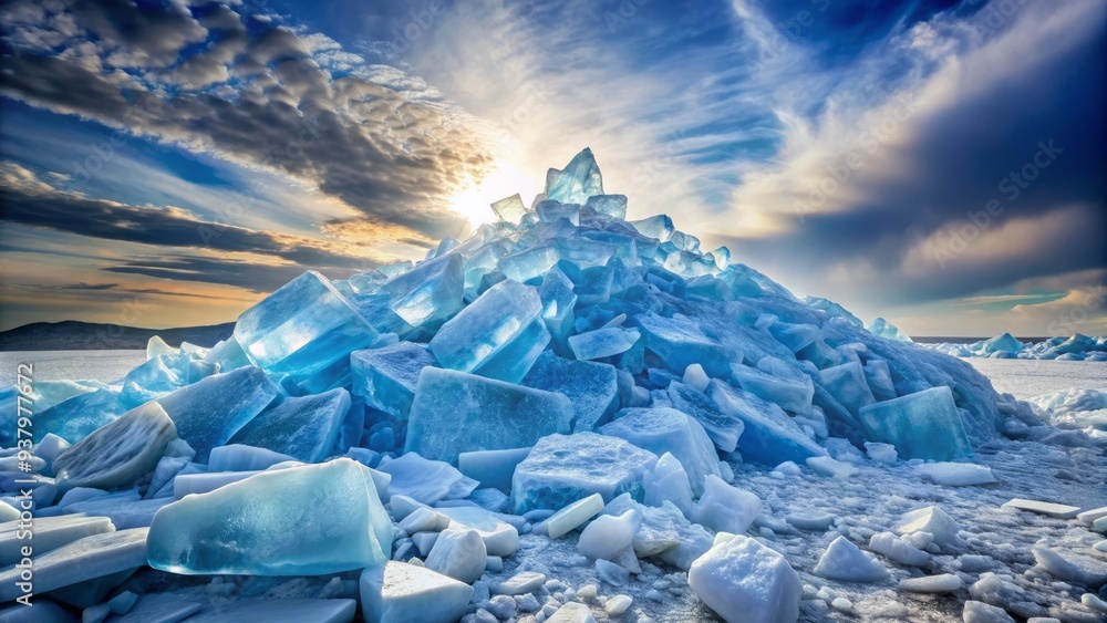 Massive Mound Of Crushed Ice Chunks And Blocks In A Chaotic Heap ...