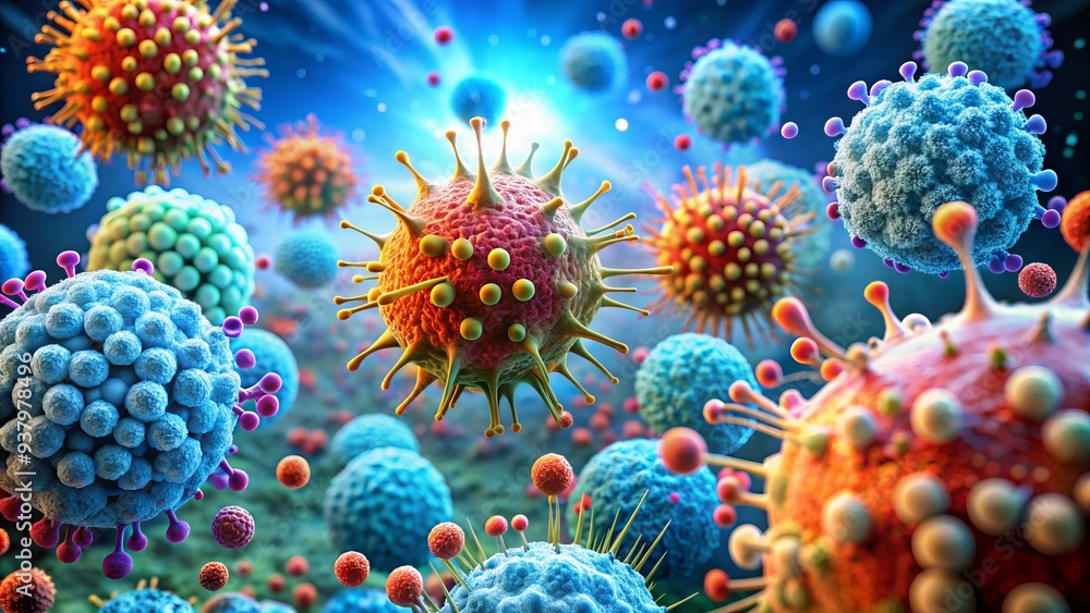 Microscopic view of immune cells, such as neutrophils and macrophages ...