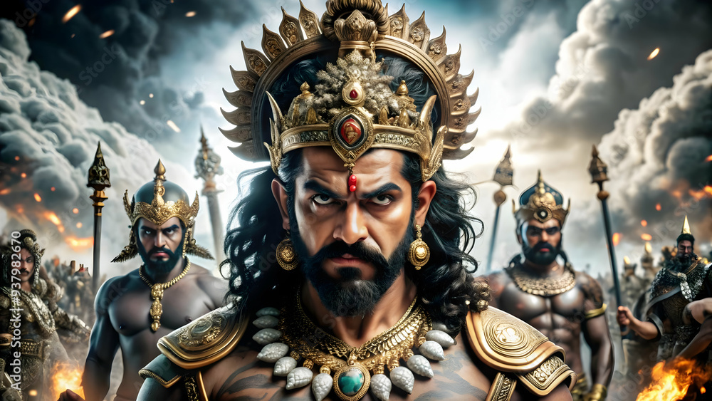 Glowing Abstract Ravanas Demise concept as A bold glowing abstract ...