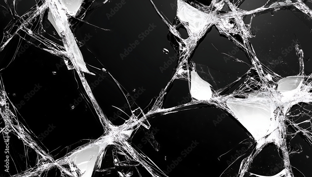 Black and White Shattered Glass Texture on Transparent Background, PNG ...