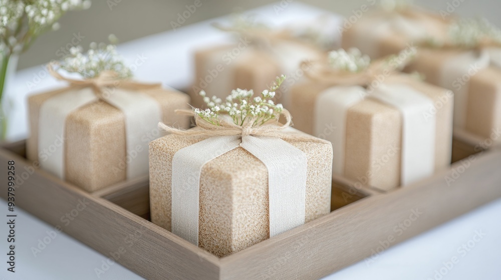 Delicately presented party favors, each serving as a heartfelt memento ...