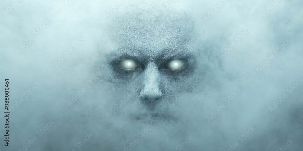 A haunting phantom tableau emerges, shrouded in spectral mist, as ...