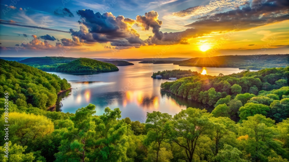 Scenic Overlook At Lake Of The Ozarks In Missouri With Lush Green