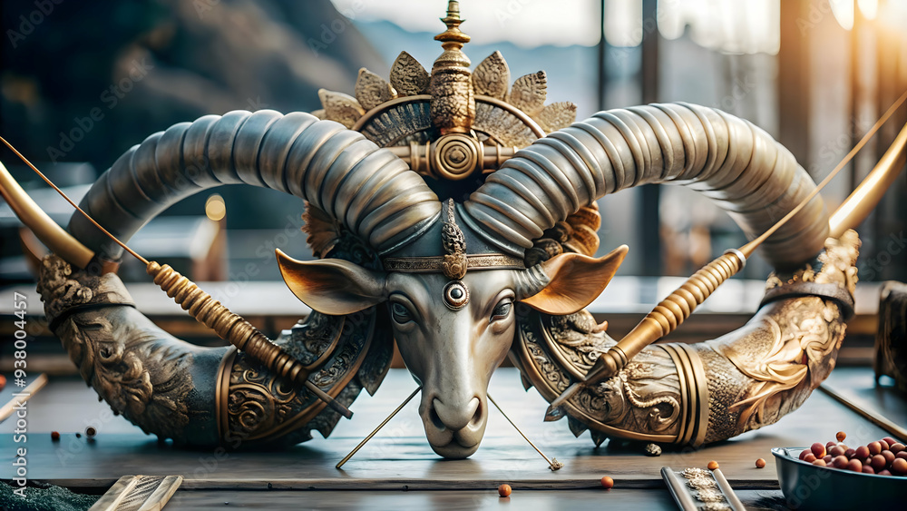 Rams Bow and War Conch concept as Vector illustration of Rams bow ...