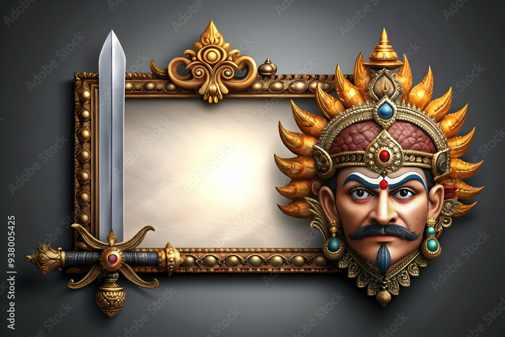 Foto de Ravanas Sword and Shield Frame concept as Horizontal frame with ...