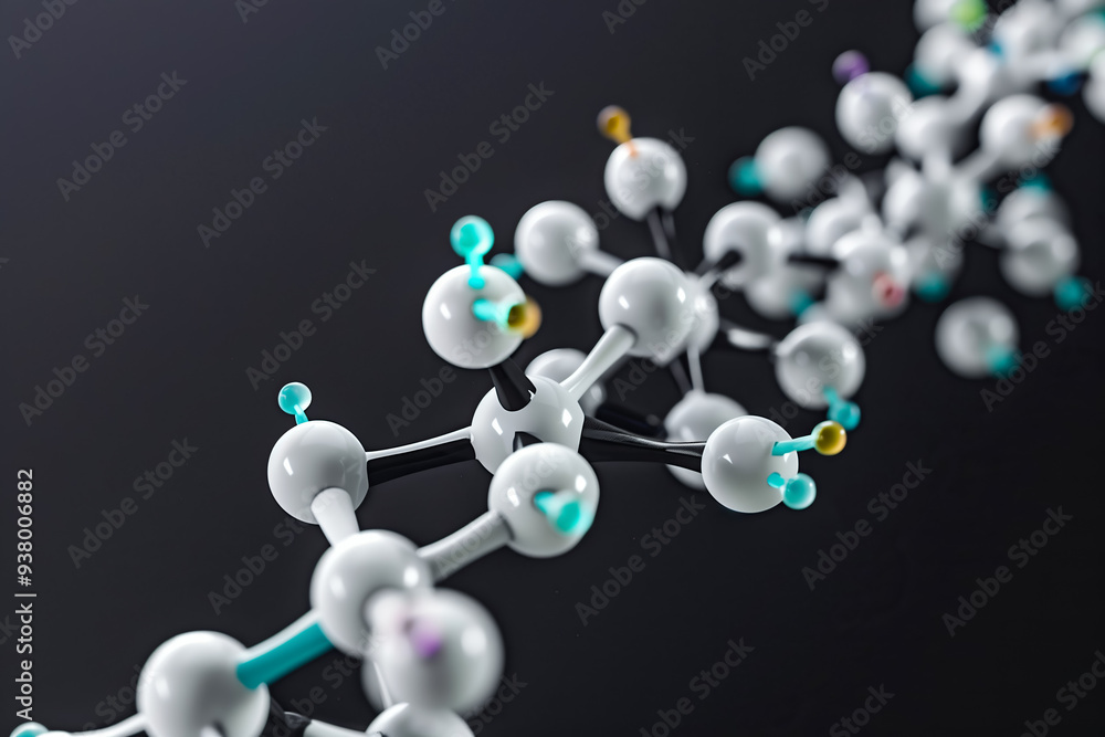 View of organic chemical biochemical structure of atoms in scanning ...