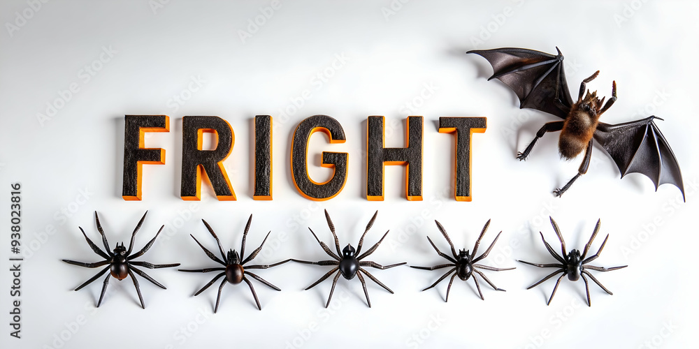 Bat and Spider with Fright Text concept as An isolated vector featuring ...