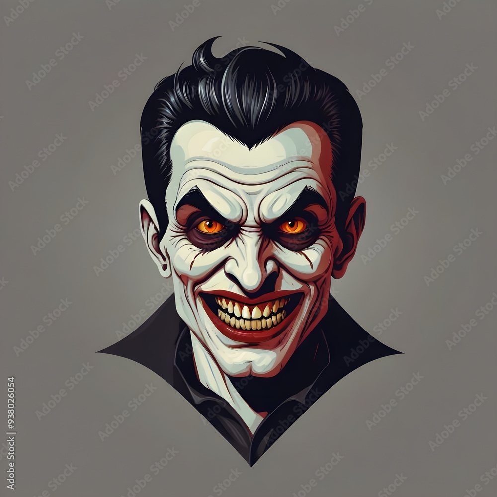 Cartoon horror man vampire character face smile. Illustration ...