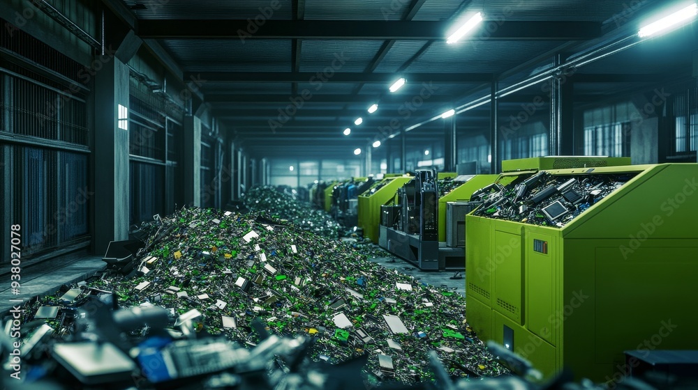 E-Waste Recycling Facility: Mountains of Discarded Electronics Await ...