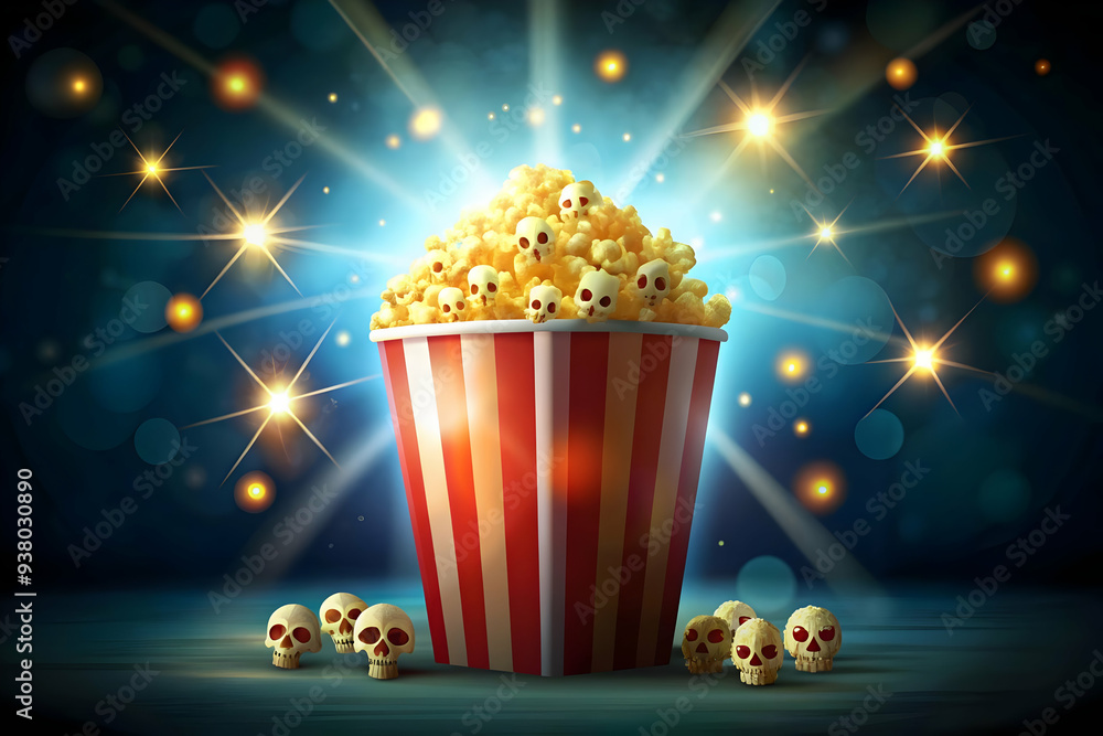 Flat Glowing Abstract Horror Movie Night concept as A vibrant glowing ...