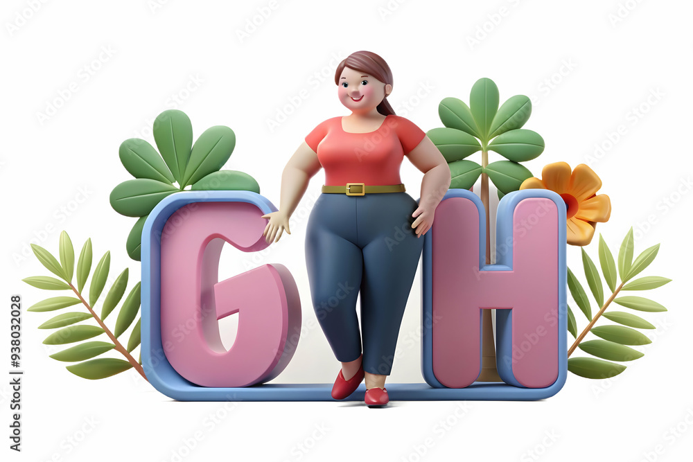 Flat Plus Size Model Flower Border Frame with Growth Text concept as A ...