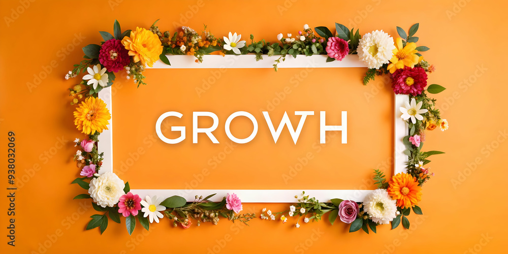 Flat Plus Size Model Flower Border Frame with Growth Text concept as A ...