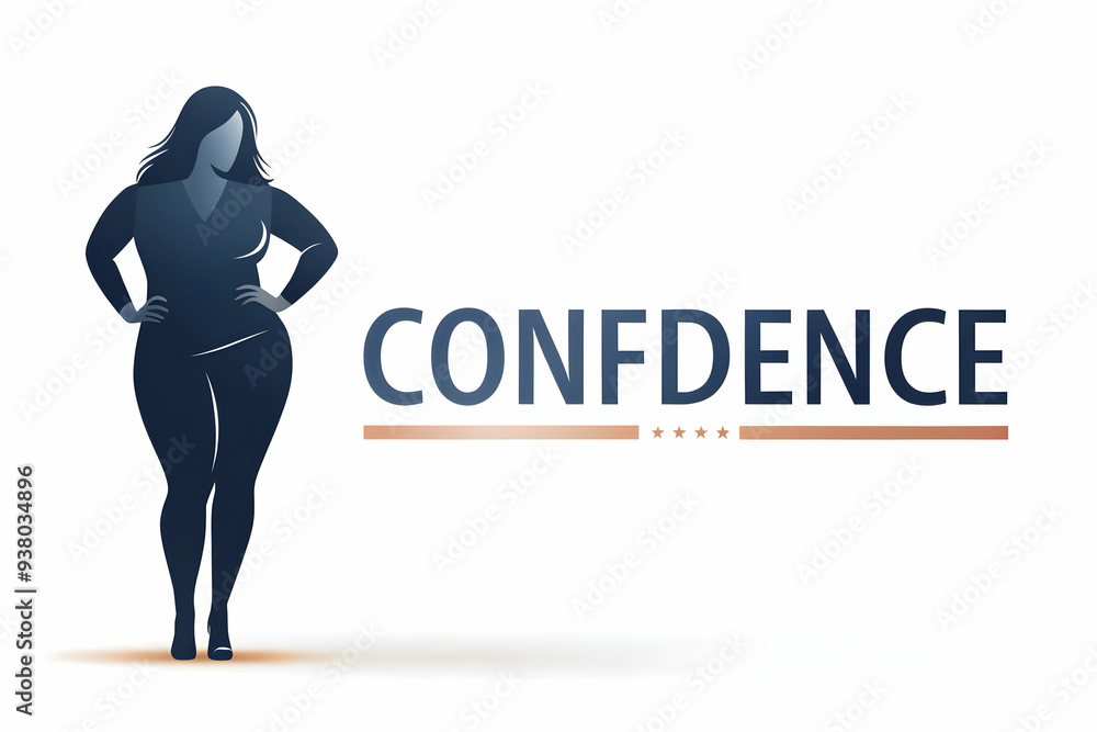 Flat Plus Size Model Silhouette Border Frame with Confidence Text ...