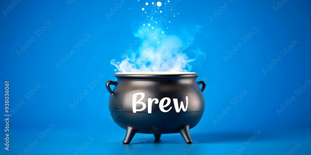 Flat Witchs Cauldron with Brew Text concept as An isolated vector ...