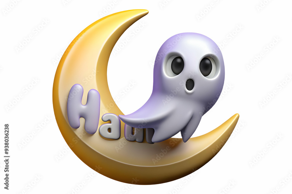 Ghost and Moon with Haunt Text concept as An isolated vector featuring ...