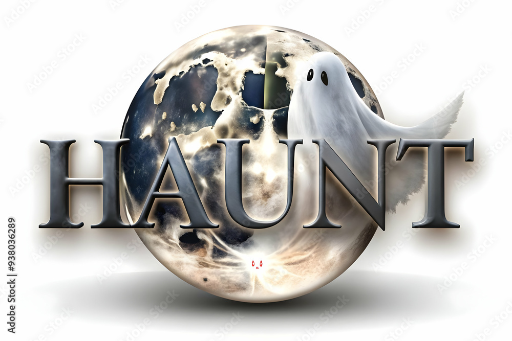 Ghost and Moon with Haunt Text concept as An isolated vector featuring ...