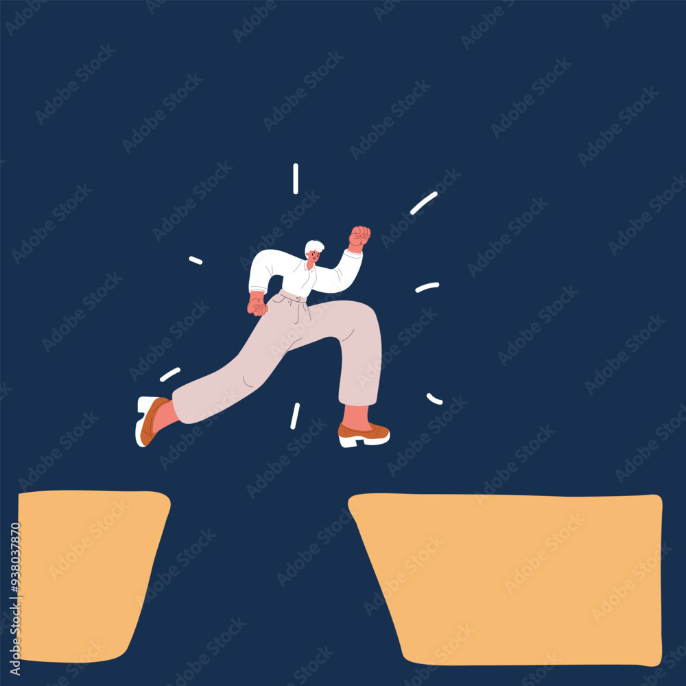 Cartoon vector illustration of business Woman landing after jumping ...