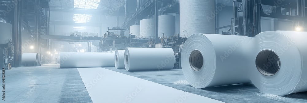 Paper Manufacturing Plant - Rolls of Paper in Warehouse - Large rolls ...