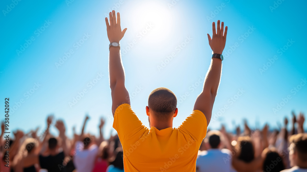 Outdoor concert with Christian gospel singers joyfully performing under ...