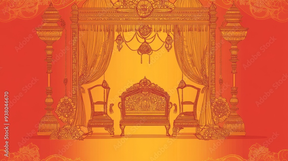 Traditional Indian Wedding Mandap Decor - A beautifully illustrated ...