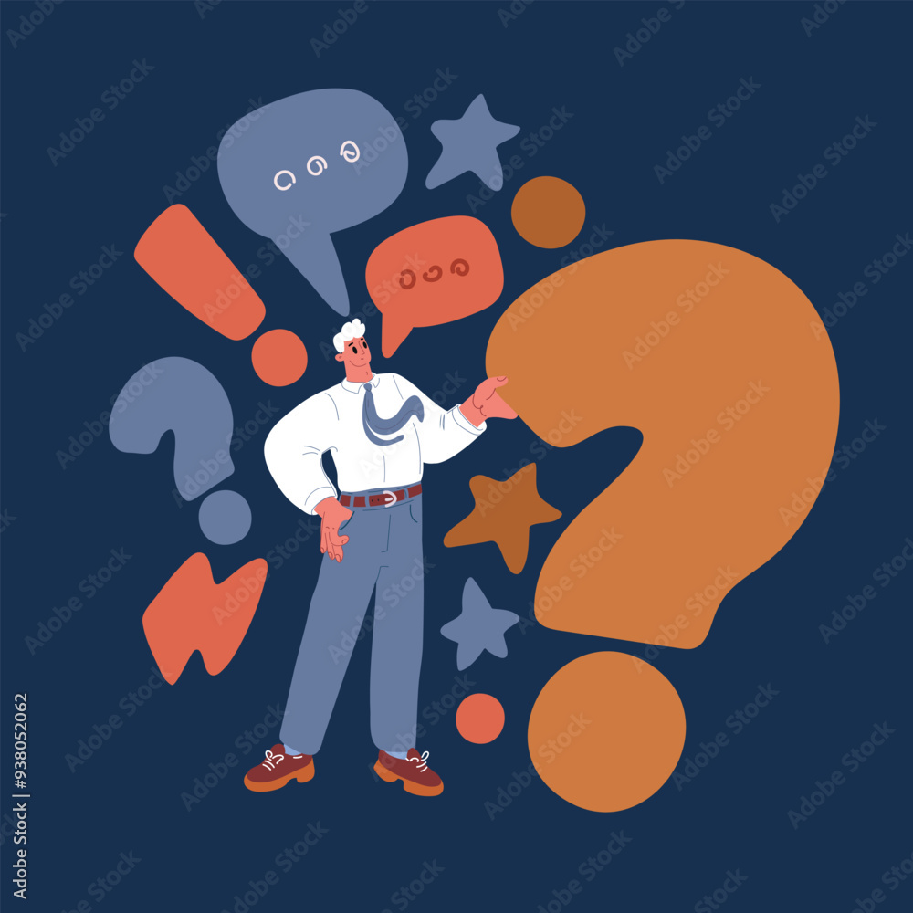Cartoon vector illustration of ask a stupid question day. Man holding ...