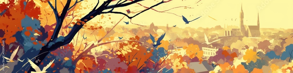 Autumn's Prelude: Elegant Minimalist Design of Migrating Birds in Anime ...