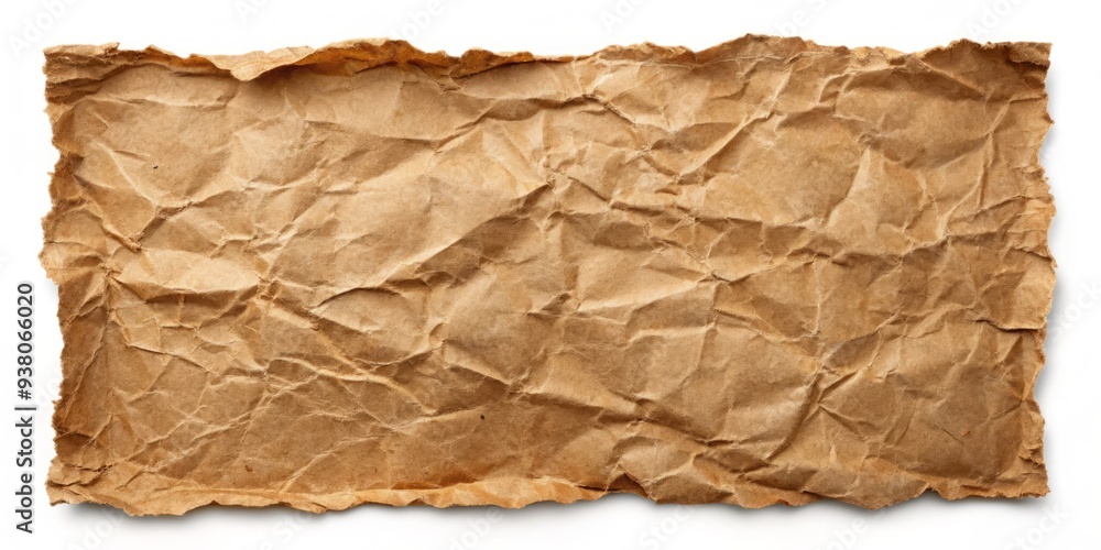 Weathered, torn, and wrinkled brown paper with a rough, aged texture ...