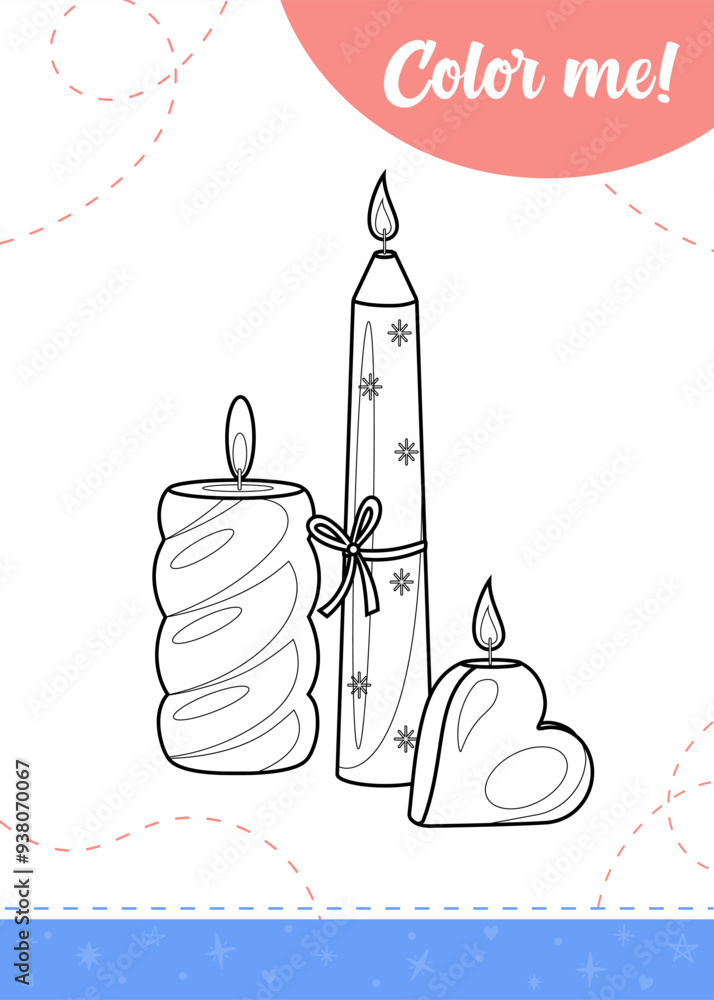 Coloring page for kids with cozy flaming candles. A printable worksheet ...