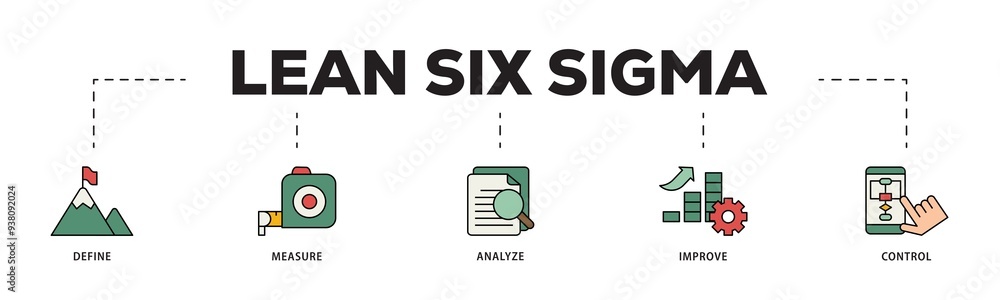 Lean six sigma icon infographic illustration concept with icon of ...