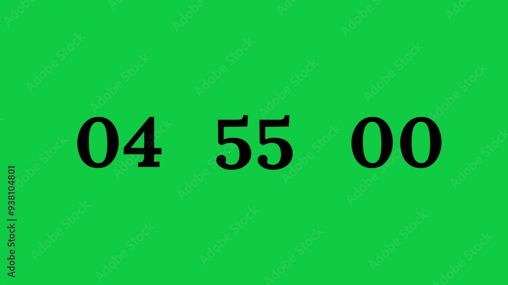 5 Minute Countdown | Timer with Black Digits on Neon Green Background ...