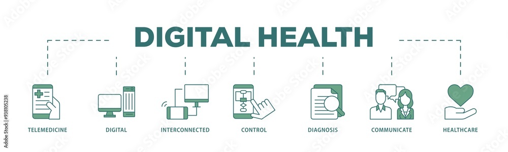 Digital health icon infographic illustration concept with icon of e ...