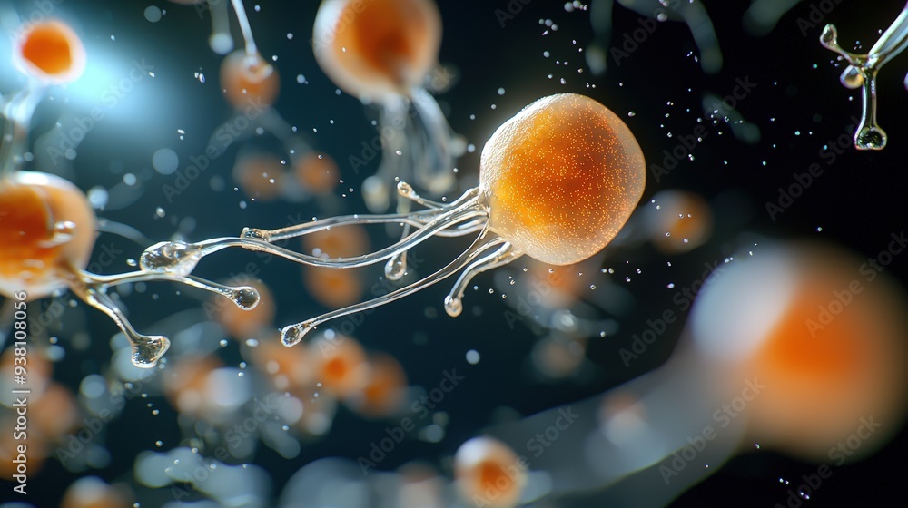 Microscopic view of a yeast cell showing the budding process and ...