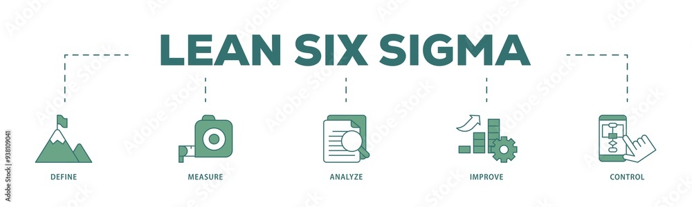 Lean six sigma icon infographic illustration concept with icon of ...