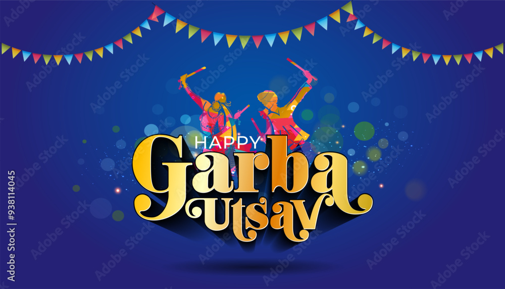 Navratri dance festival background. Happy Garba utsav or Dandiya night ...