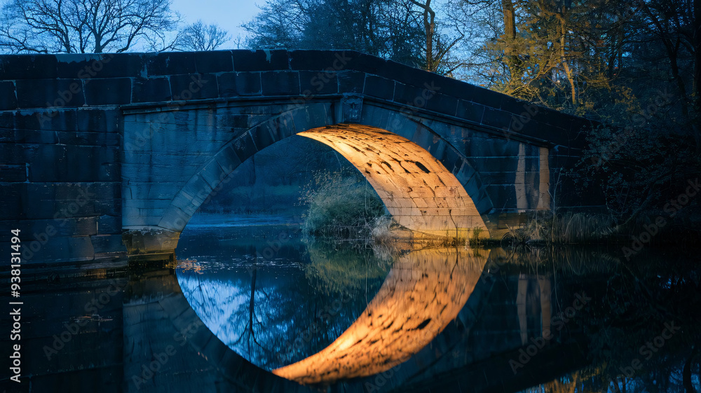 mahid Prompt A photo of an old stone bridge arching over a calm body of ...