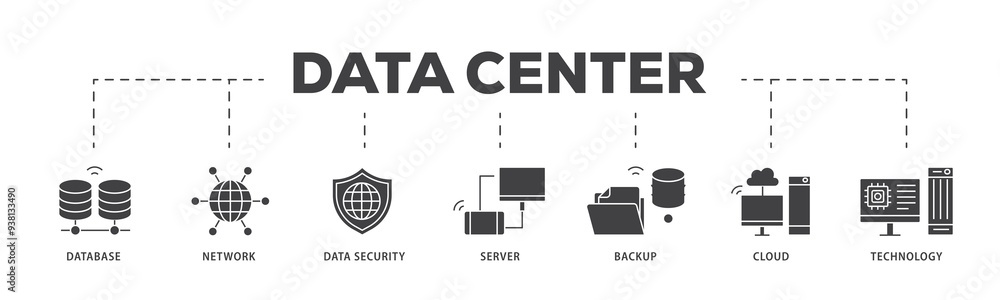 Data center icon infographic illustration concept with icon of database ...