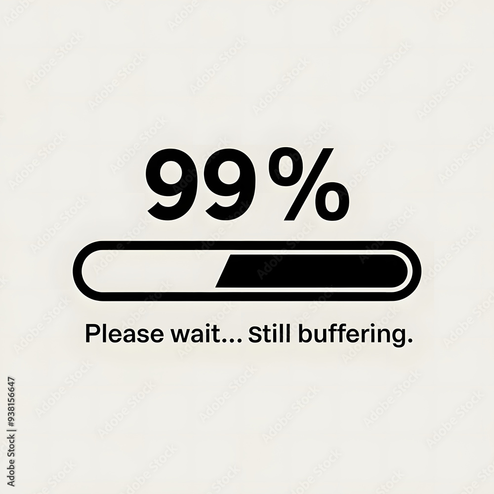 Please Wait... Still Buffering – 99% Loading Bar T-Shirt Design. Stock ...