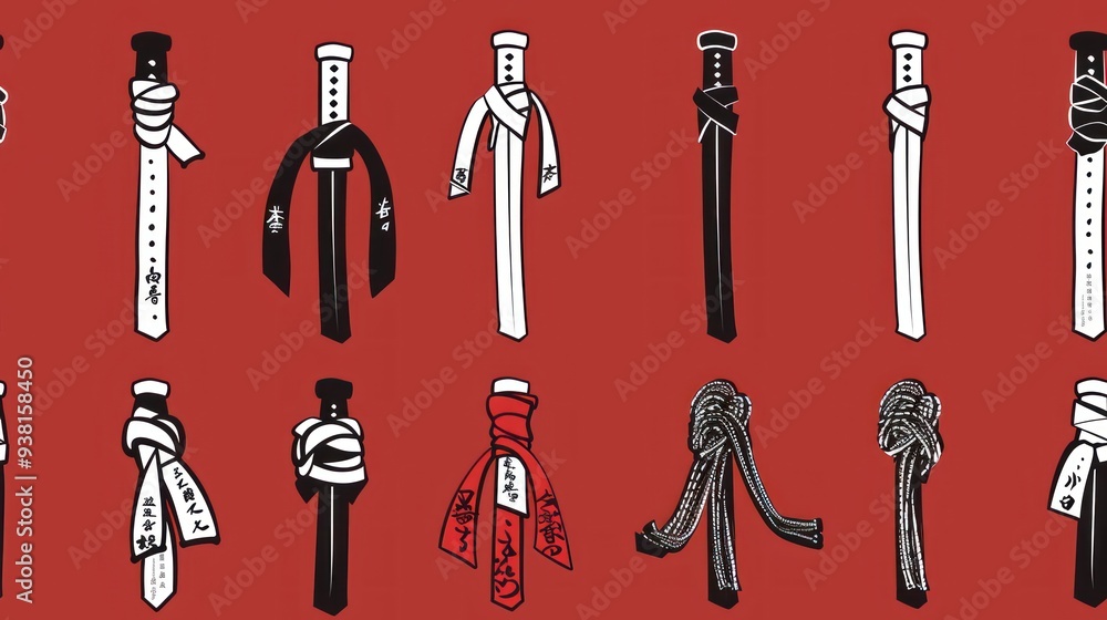 Visual Guide to Traditional Japanese Sword Knots Stock Illustration ...